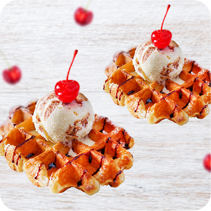 Waffles con Helado - Albamar Restaurantes
